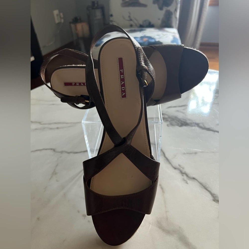 Prada Cork Wedge Espadrilles - Gem